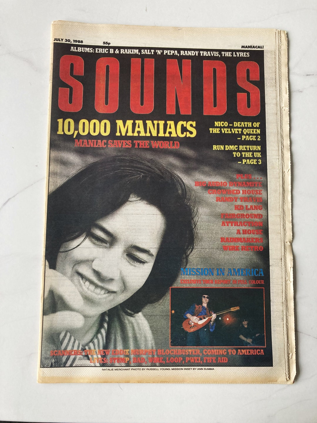 Sounds UK Music Magazine July 1988 10,000 Maniacs Cover Article Vintage ...