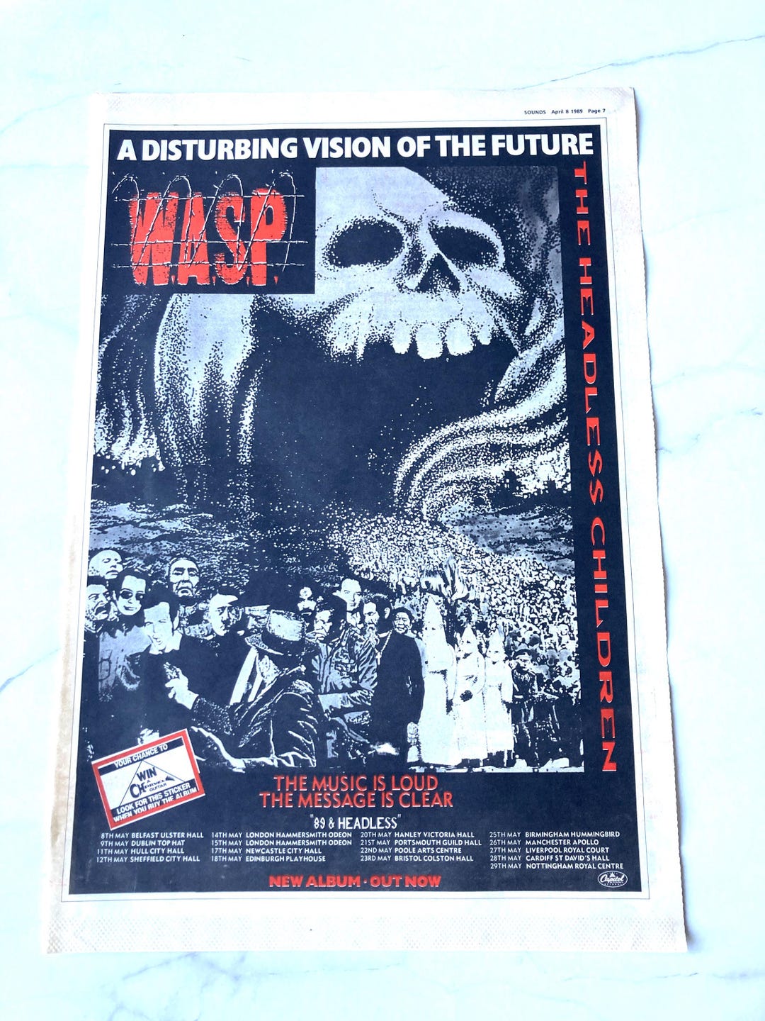 W.A.S.P the Headless Children 1989 Original Single Page Magazine Advert ...