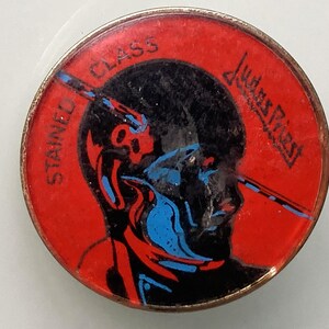 Judas Priest Stained Class Vintage Crystal Style Metal Pin Badge ...
