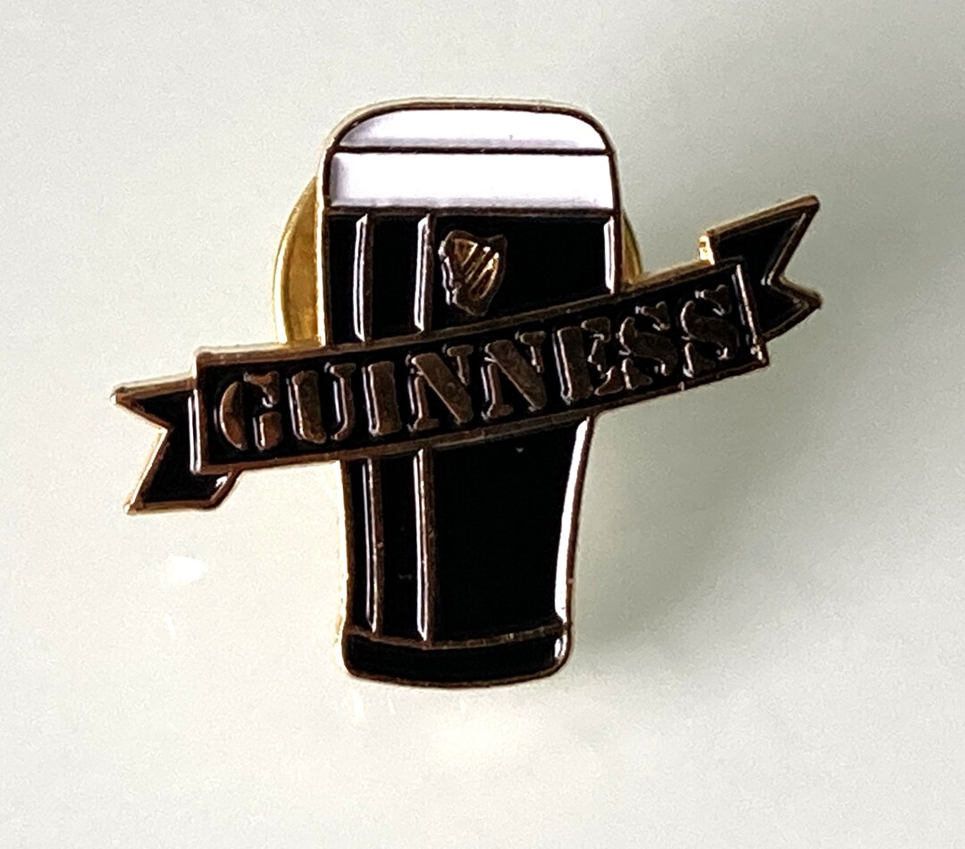 GUINNESS Pint With Scroll Small Vintage Metal Pin Badge Made in the ...