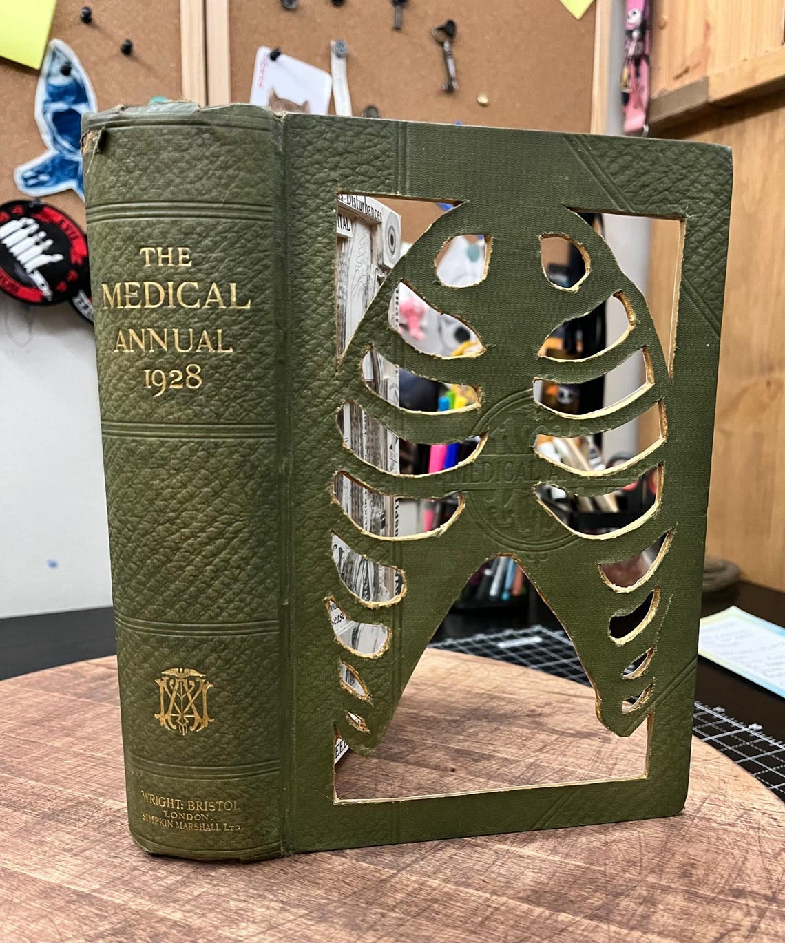 RIBS! Book Carving of 1928 Medical Book. Book Carving/ Altered Book - Etsy