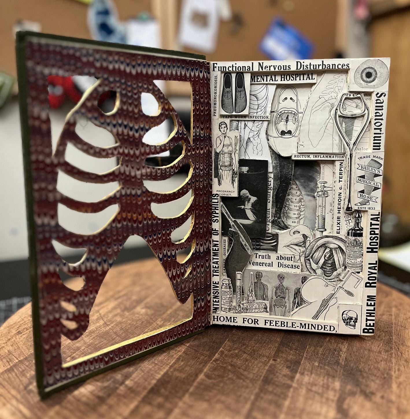 RIBS! Book Carving of 1928 Medical Book. Book Carving/ Altered Book - Etsy