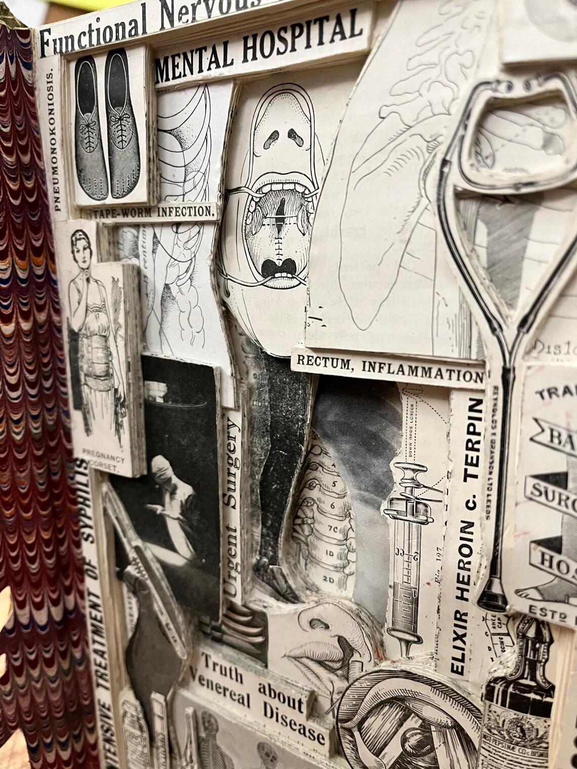 RIBS! Book Carving of 1928 Medical Book. Book Carving/ Altered Book - Etsy