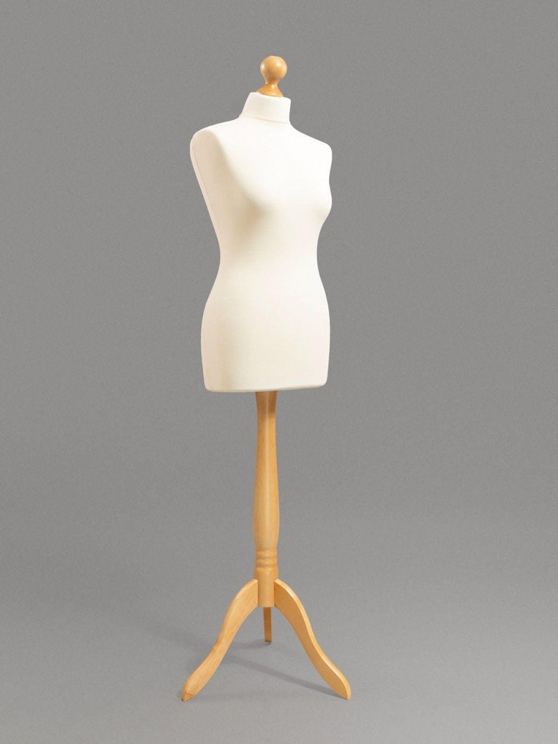 Maniquí de sastre LUCCESI Torso Mujer Talla XS-XXL Funda color blanco crema o negro Base de haya ...