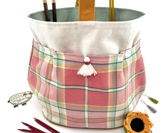 Atenti Tall Caddy Tweet Parakeet Print 8pockets Crochet Caddy Knitting ...