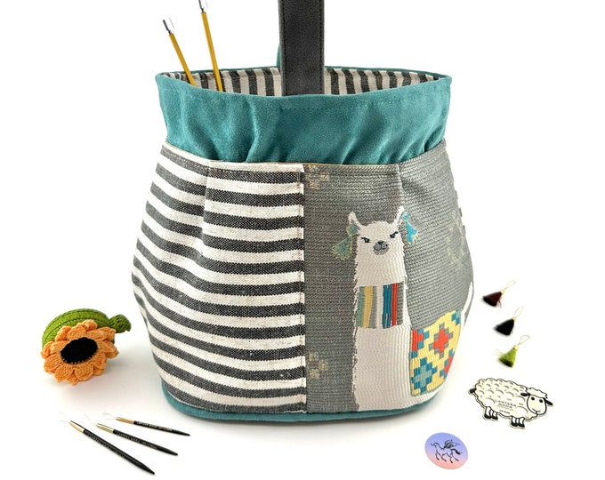 Atenti Tall Caddy GRAY Mama Llama Crochet Knitting Caddy Alpaca ...
