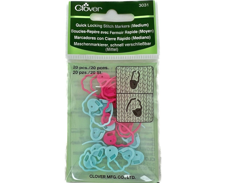 Clover Quick Locking Stitch Markers: Medium, Rose Pink & Light Blue (20 Pc) - Etsy