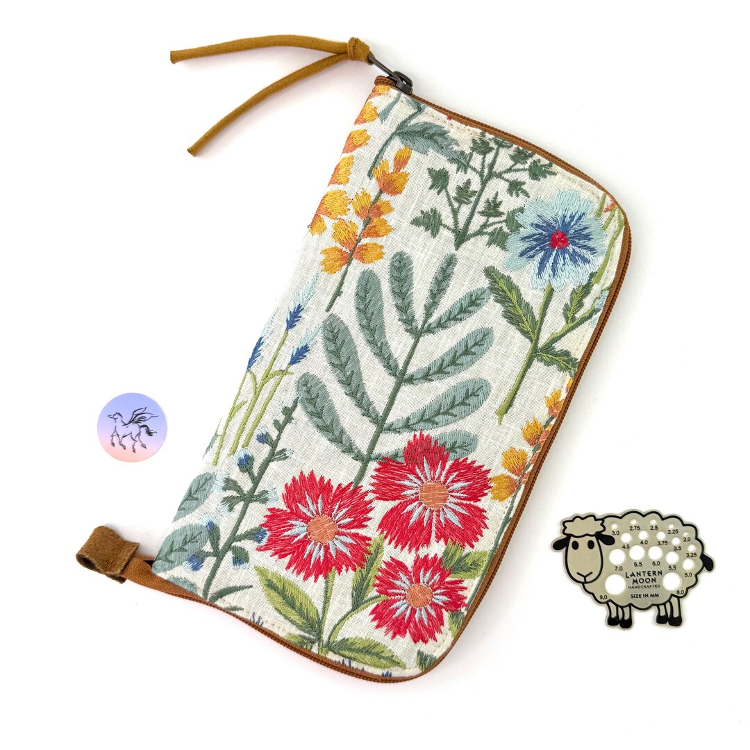 Atenti Needles Case, Wildflower Fabric Zipper Case for Dpns, Needles ...