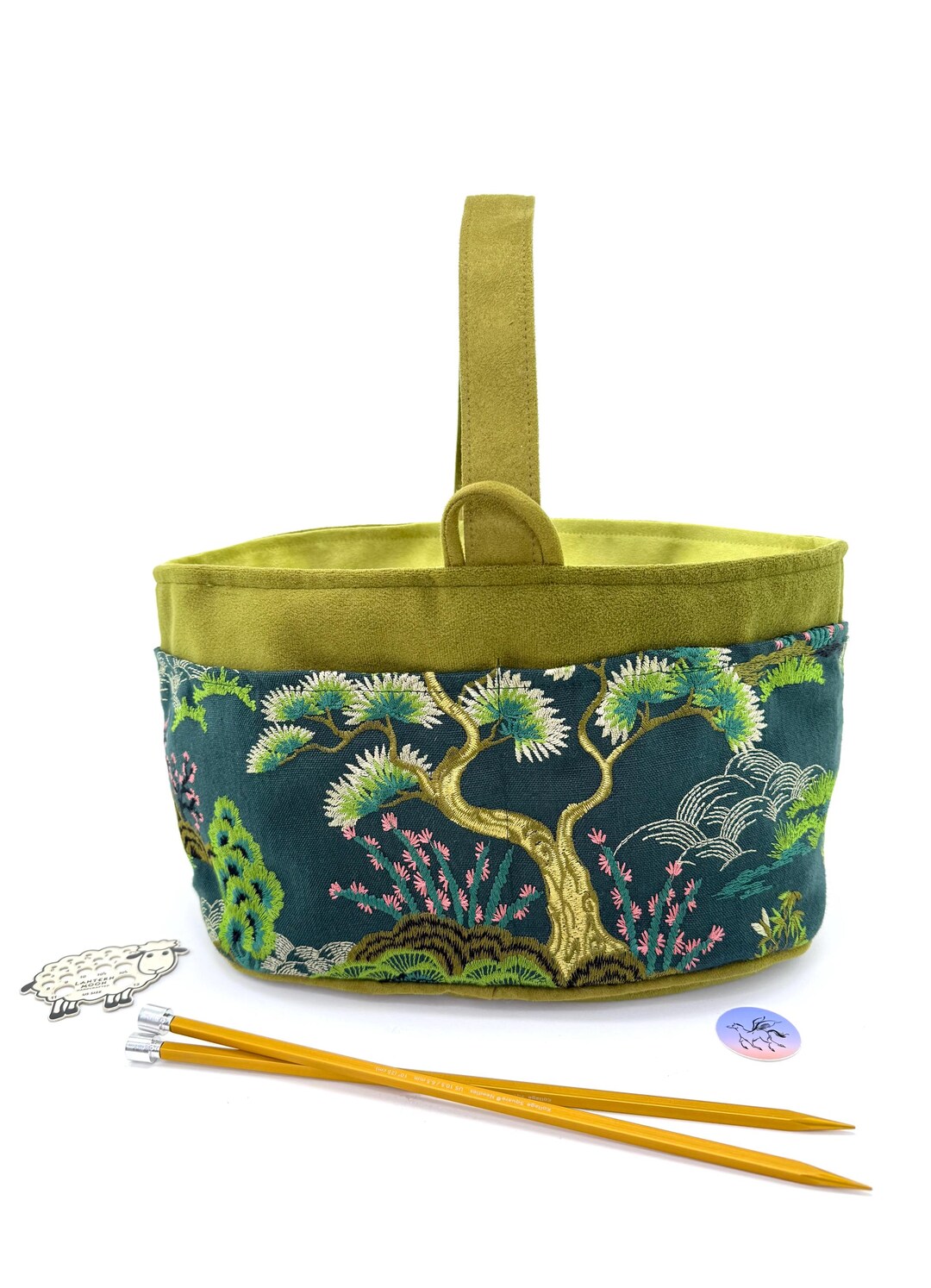 Atenti Short Caddy Zen Print Yarn Caddy Knitting Project Bag 8pocket ...