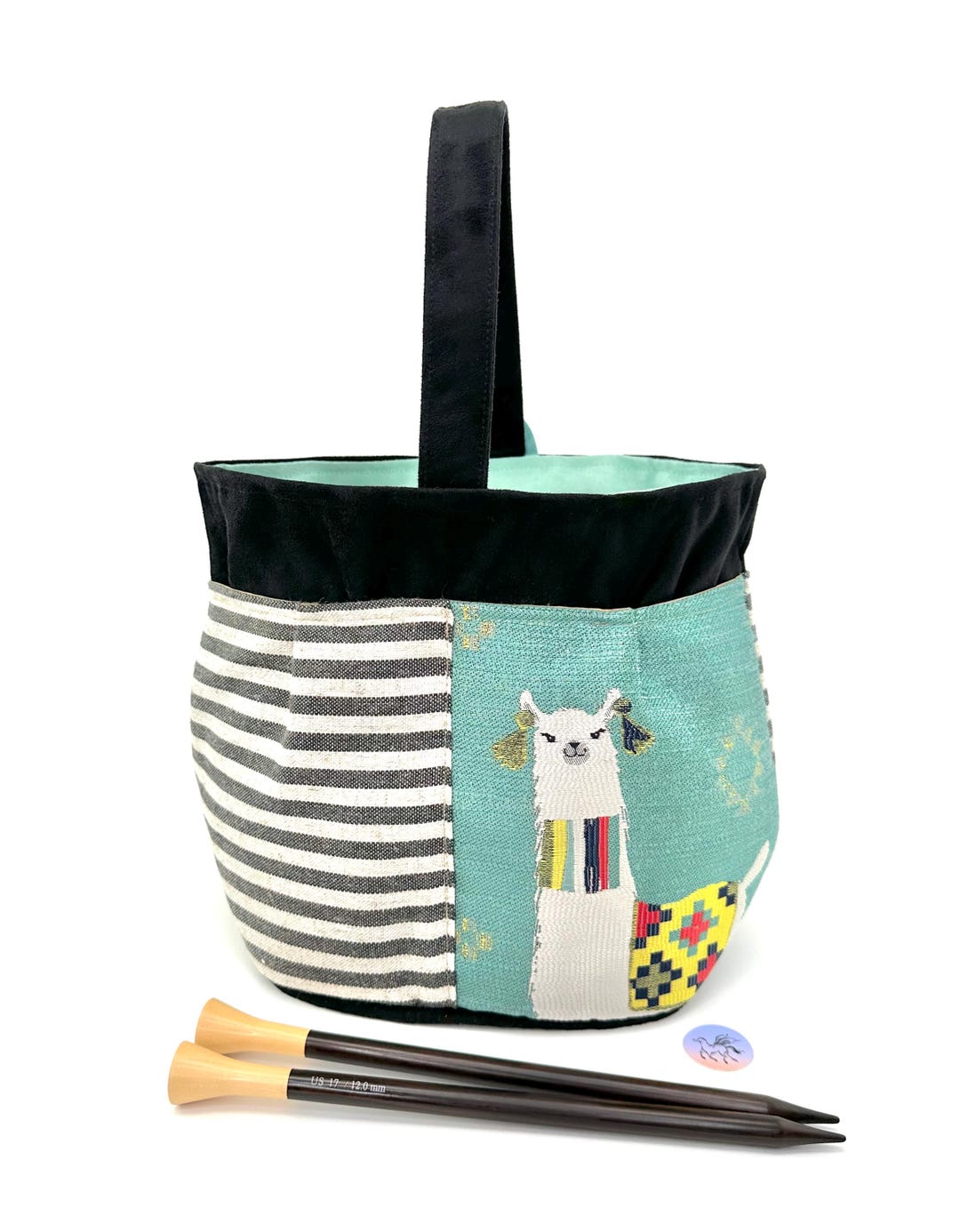 Atenti Tall Caddy Mamallama BLUE Knitting Caddy Knitting Project Bag ...