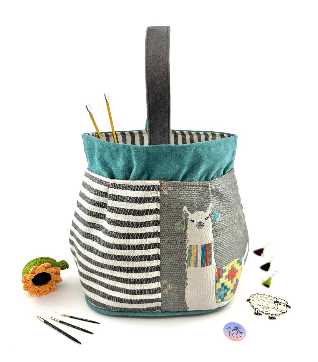Atenti Tall Caddy GRAY Mama Llama Crochet Knitting Caddy Alpaca ...