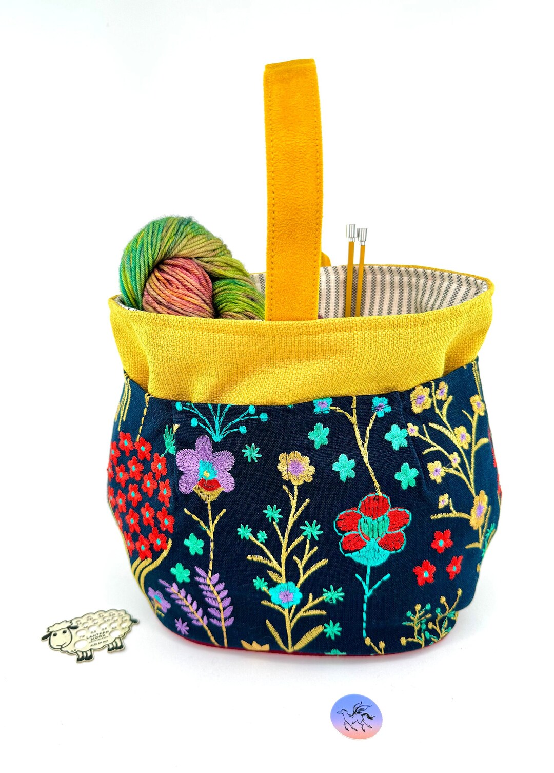 Atenti Tall Caddy Posy Embroidered Floral Fabric Craft Caddy, Crochet ...