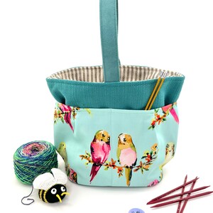 Atenti Tall Caddy Miss Honey Parakeet Print 8pockets Crochet Caddy ...