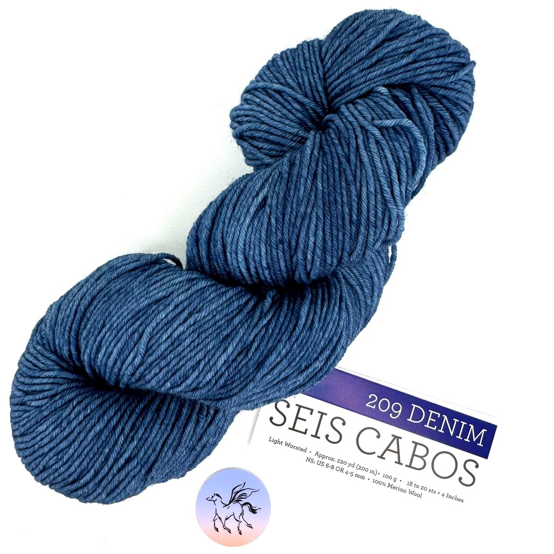 Malabrigo Seis Cabos Denim Light Worsted Weight Merino Yarn Kettle-dyed ...