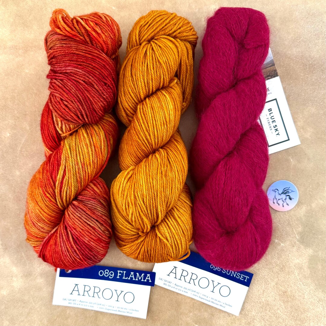 Malabrigo Arroyo KAL 2025 Kit: Alpine Shawl Arroyo- Flama, Sunset ...