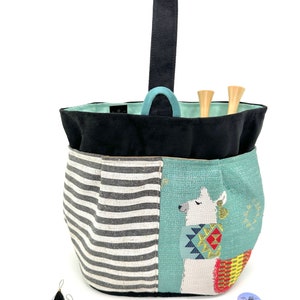 Atenti Tall Caddy Mamallama BLUE Knitting Caddy Knitting Project Bag ...