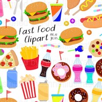 Watercolor Fast Food Clipart Bundle, Junk Food Clipart, Pizza ...