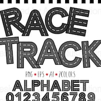 Racing Checkered Alphabet Race Track Alphabet Road Numbers Letters Race ...