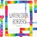Watercolor Rainbow Border Frame Clipart,square,invitation Clipart,art ...