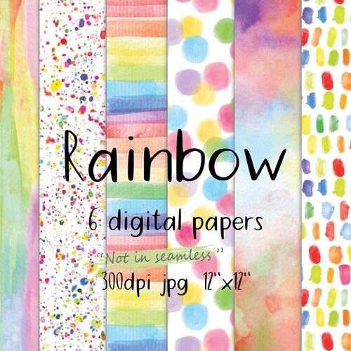 Watercolor Rainbow Digital Papersnot in Seamless - Etsy Australia