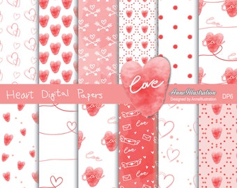 Digital heart papers | Etsy