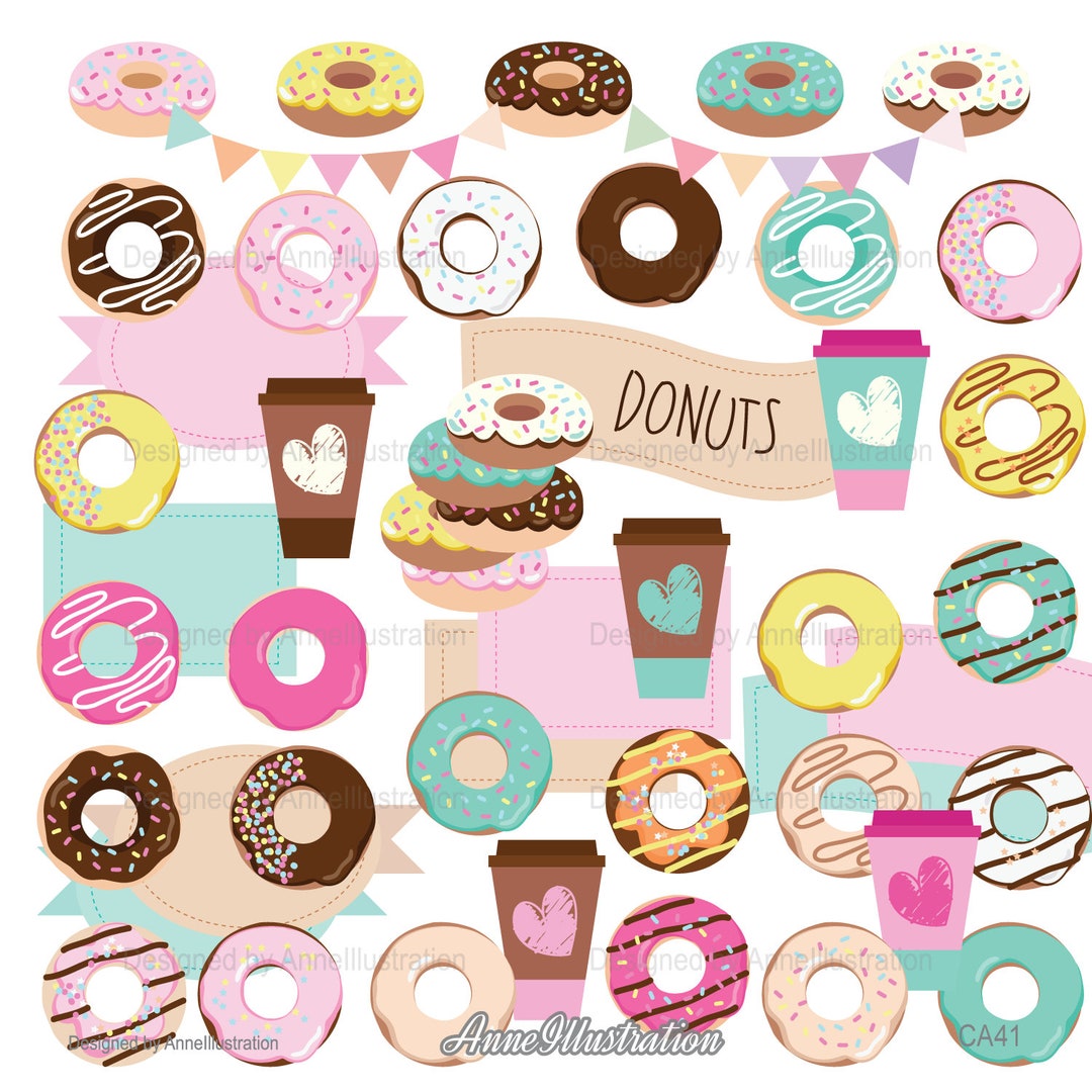 Donuts Clipart,food Clipart,coffee Clipart,vector,instant Download ...