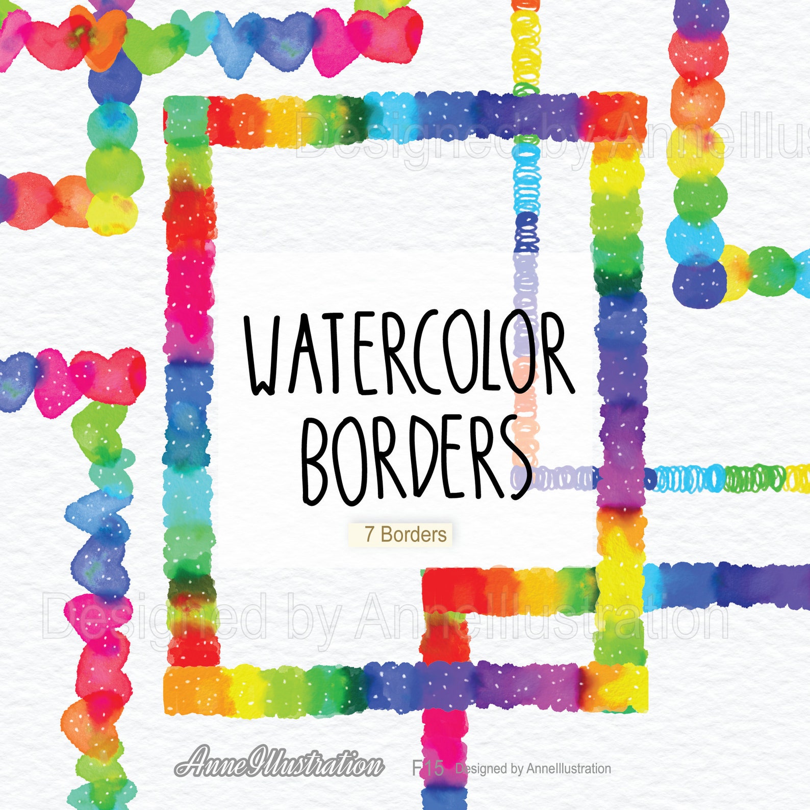 Watercolor Rainbow Border Frame Clipart,square,invitation Clipart,art ...