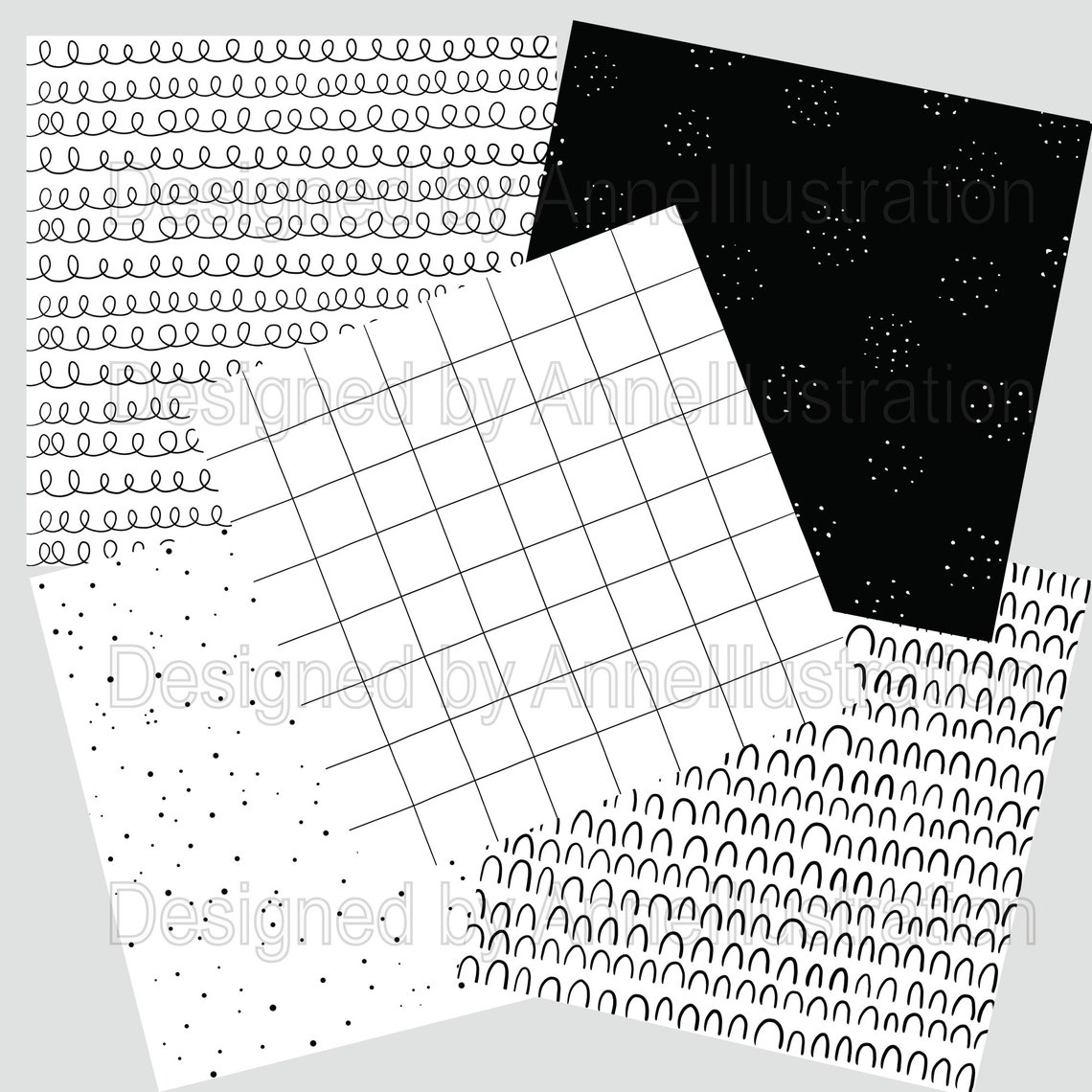Black & White Doodle Digital Paper(not in Seamless)pattern,basic ...
