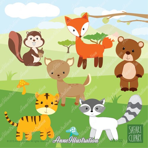 Animal Faces Clipart Safari Animals Cats Dogs Bears Lamb | Etsy Canada