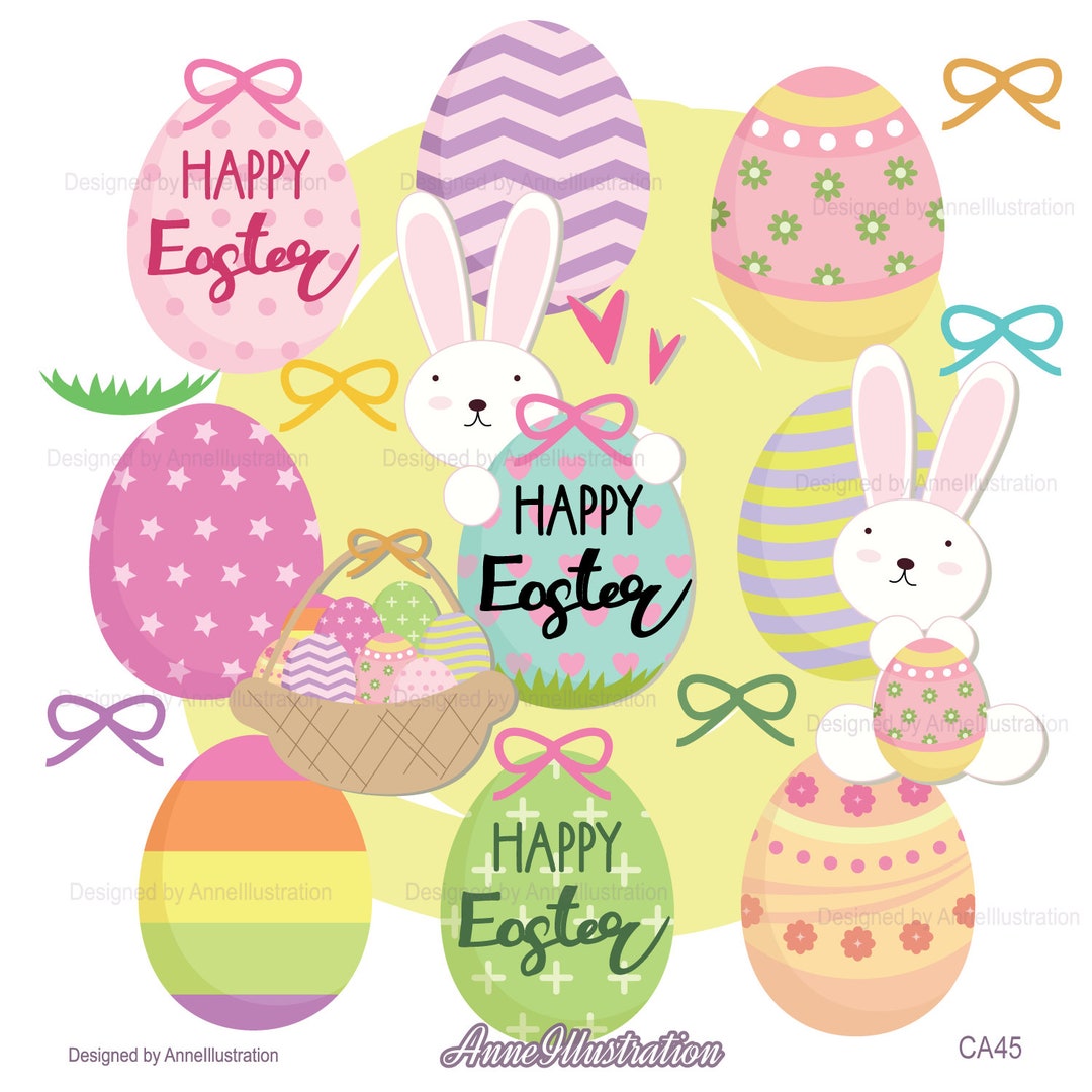 Easter Clipart,easter Eggs Clipart,bunny Clipart,rabbit Clipart,easter ...