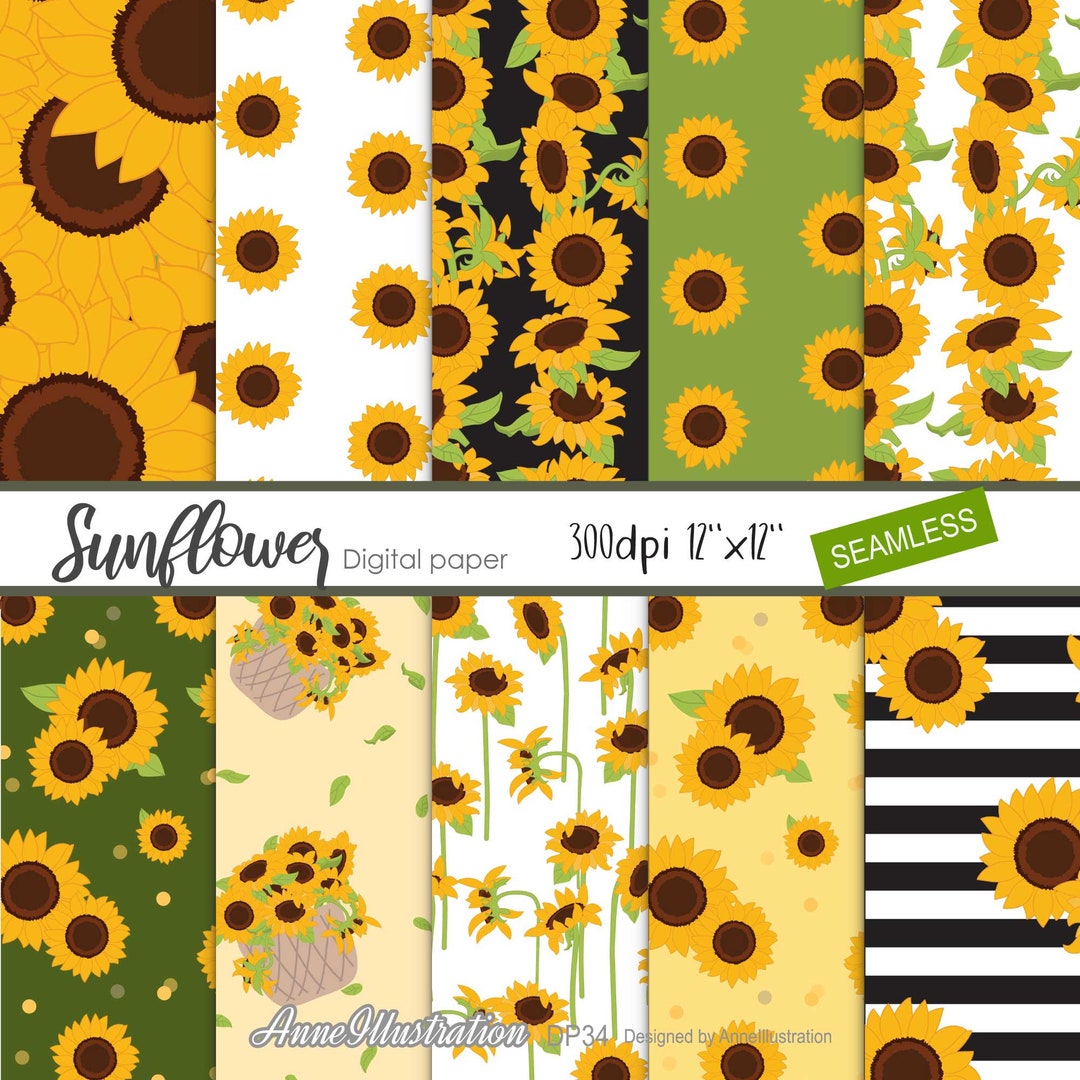 Sunflower Digital Paper(seamless)sunflowers,floral,garden,spring ...