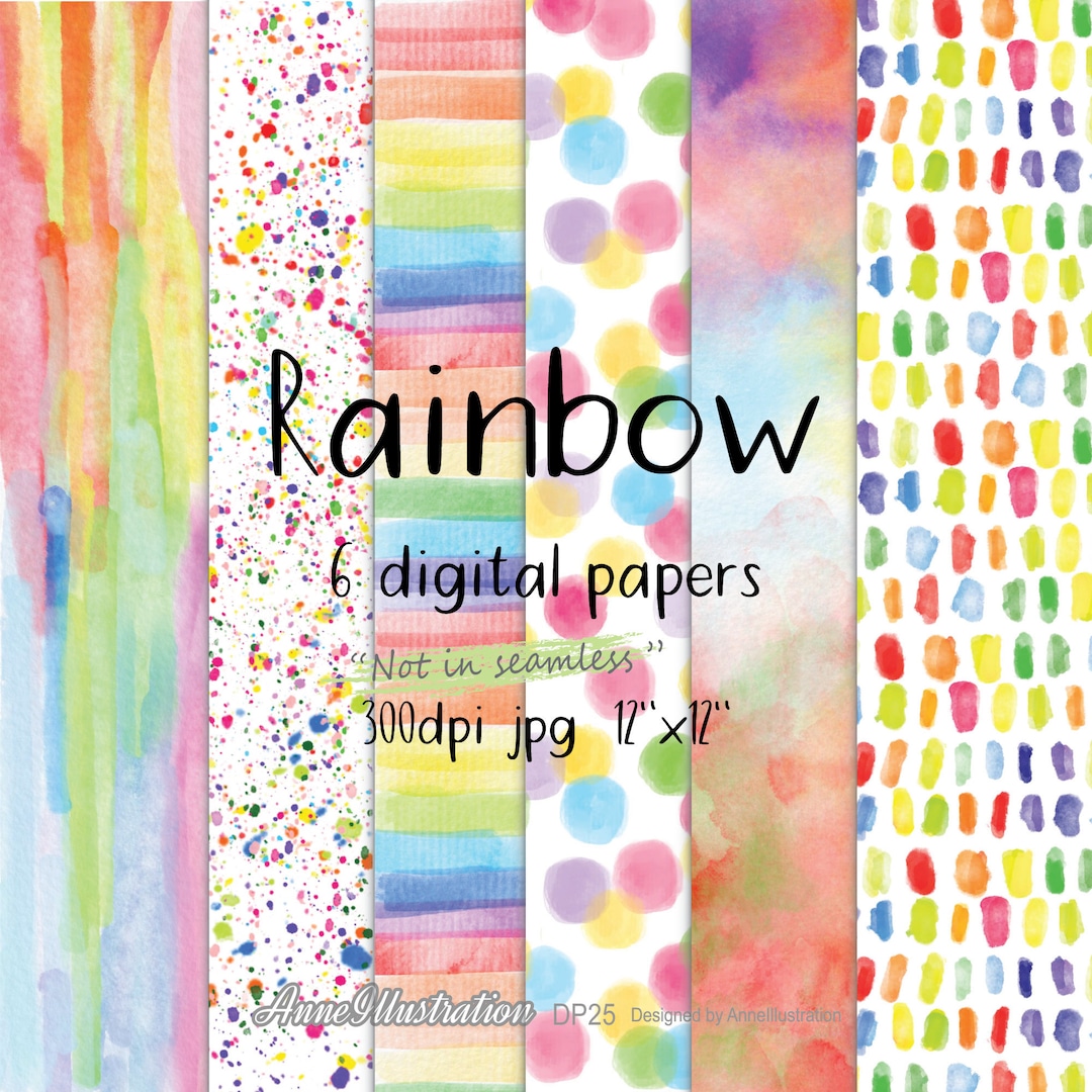 Watercolor Rainbow Digital Papers(not in Seamless Format),watercolor ...