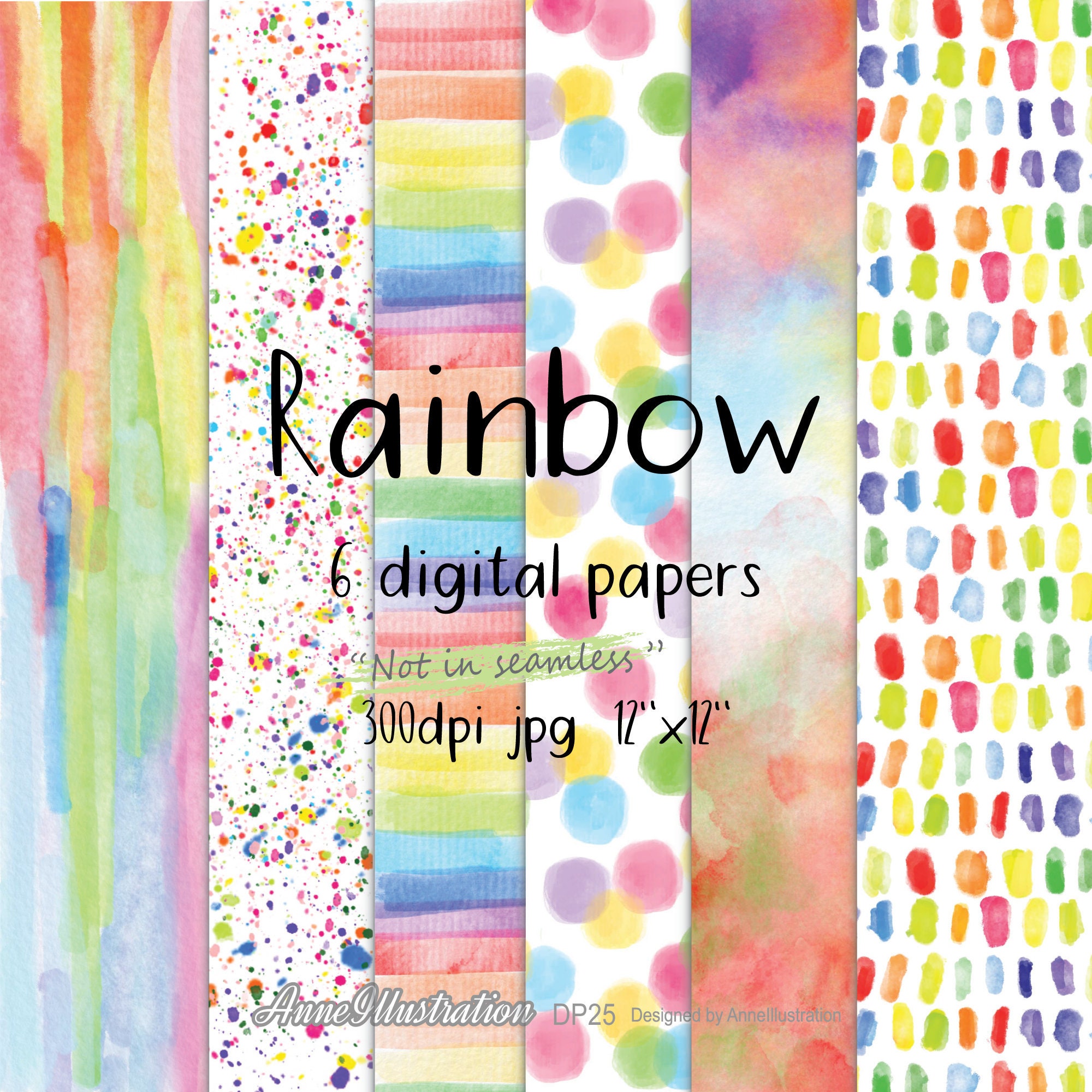 Watercolor Rainbow Digital Papersnot in Seamless - Etsy Australia