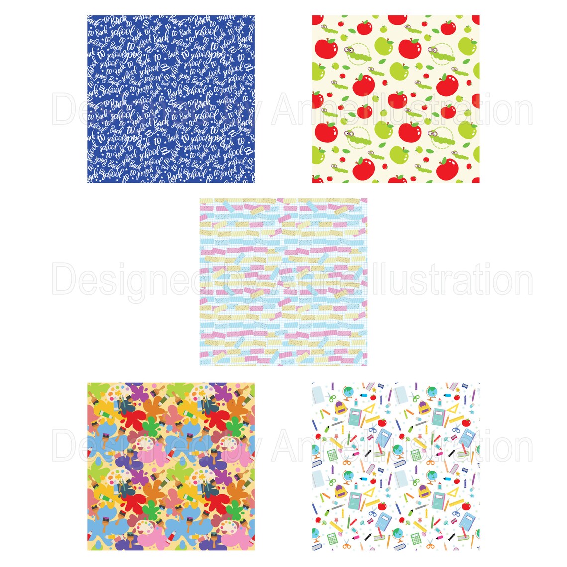 School Supplies Digital Papers(seamless),back to School,school Rules ...