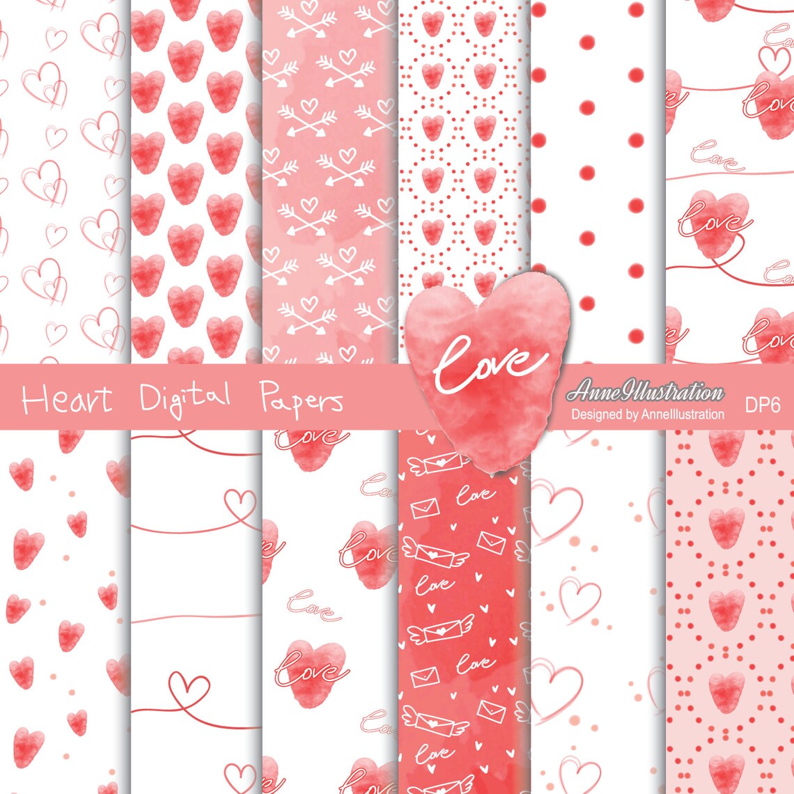 Heart Digital Paper(not in Seamless),love Digital Paper,valentine ...