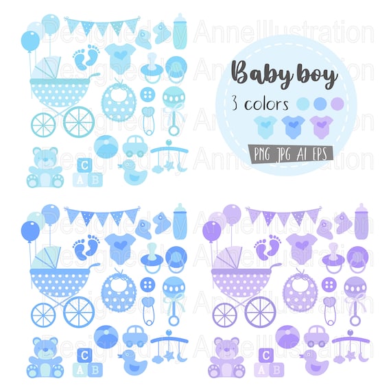 Shower Clipart New Baby Clip Art, It's A Girl, It's A Boy, Blue And