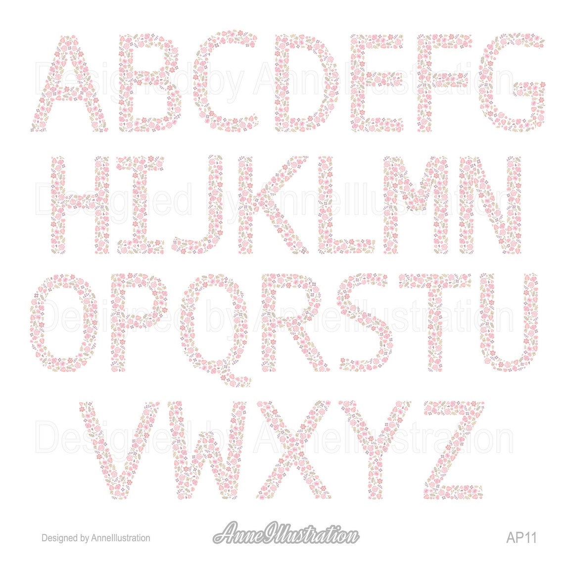 Floral Alphabet Clipart,letters,pink,wedding Clipart,floral Monogram ...