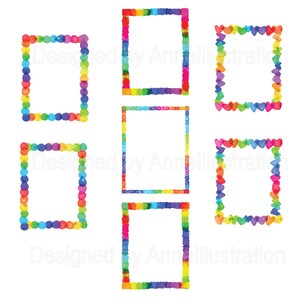 Watercolor Rainbow Border Frame Clipart,square,invitation Clipart,art ...