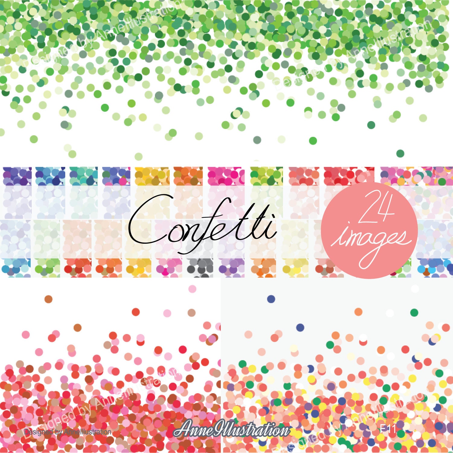 Confetti Digital Clipart,confetti Border,invitation Clipart,party ...