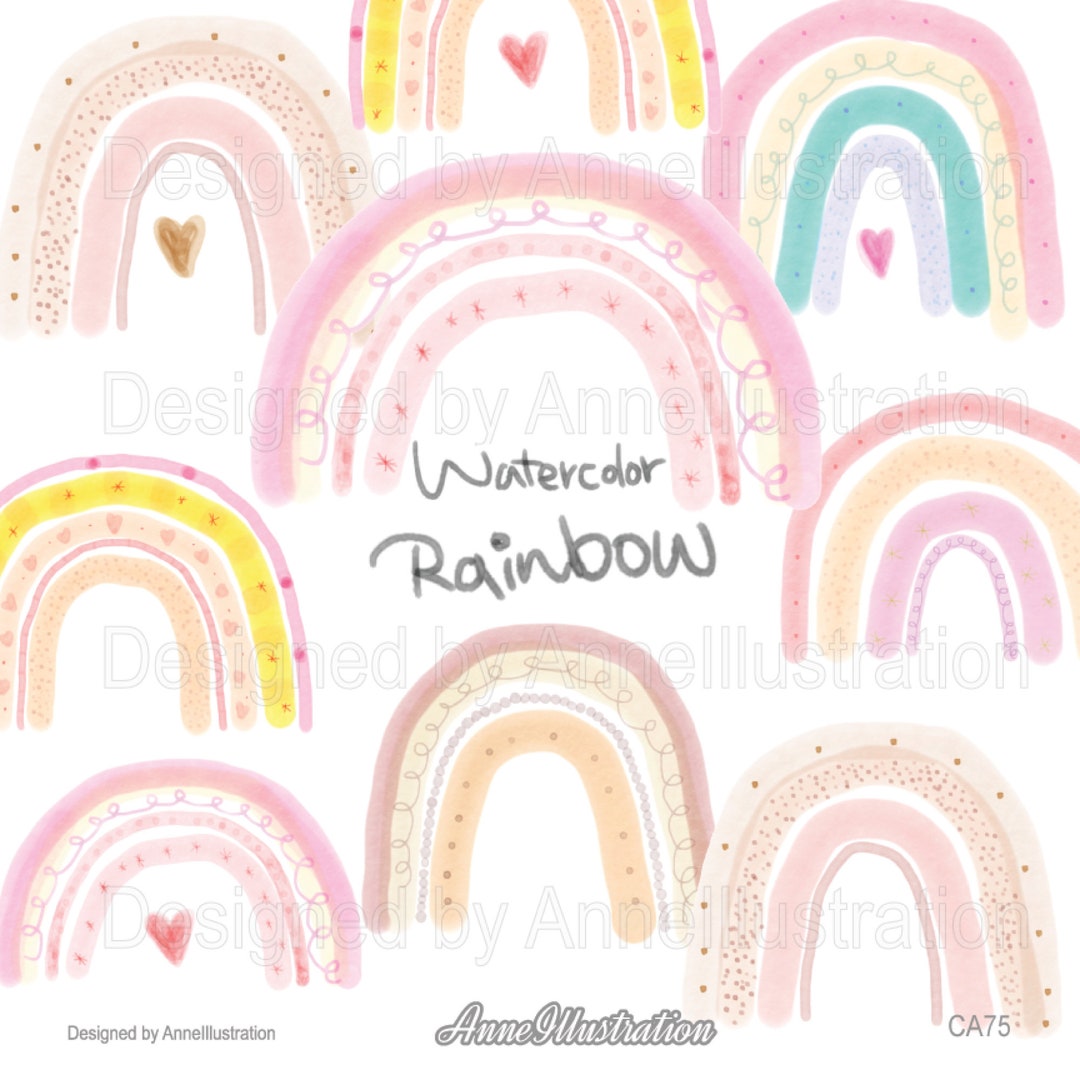 Watercolor Rainbow Clipart,nursery Clipart,love Clipart,hand Drawn ...
