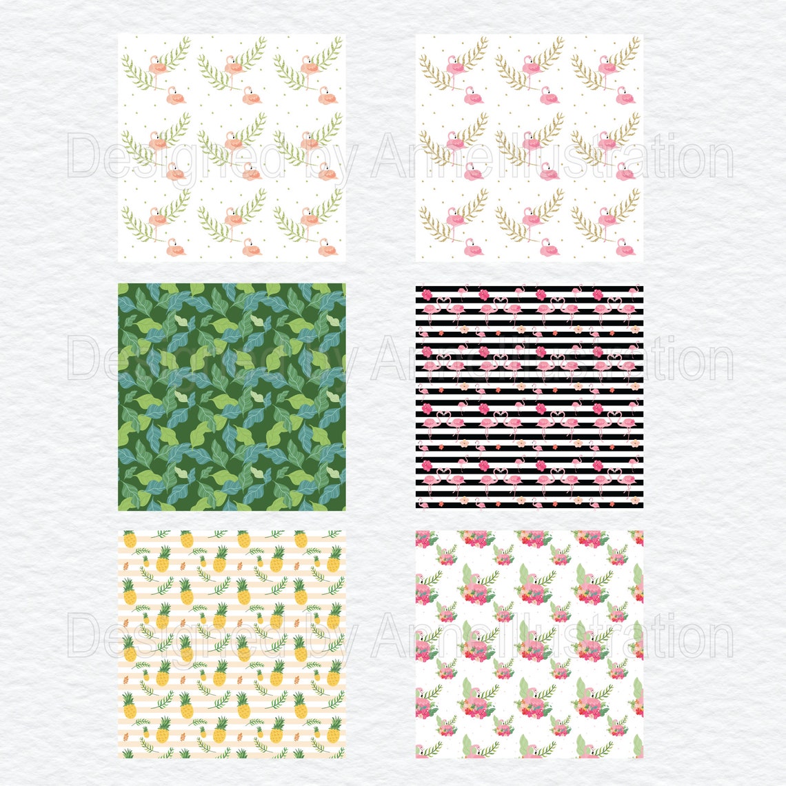 Flamingo Digital Paper(seamless),tropical,gold Glitter,hibiscus ...