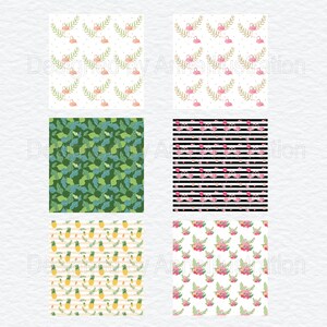 Flamingo Digital Paper(seamless),tropical,gold Glitter,hibiscus ...