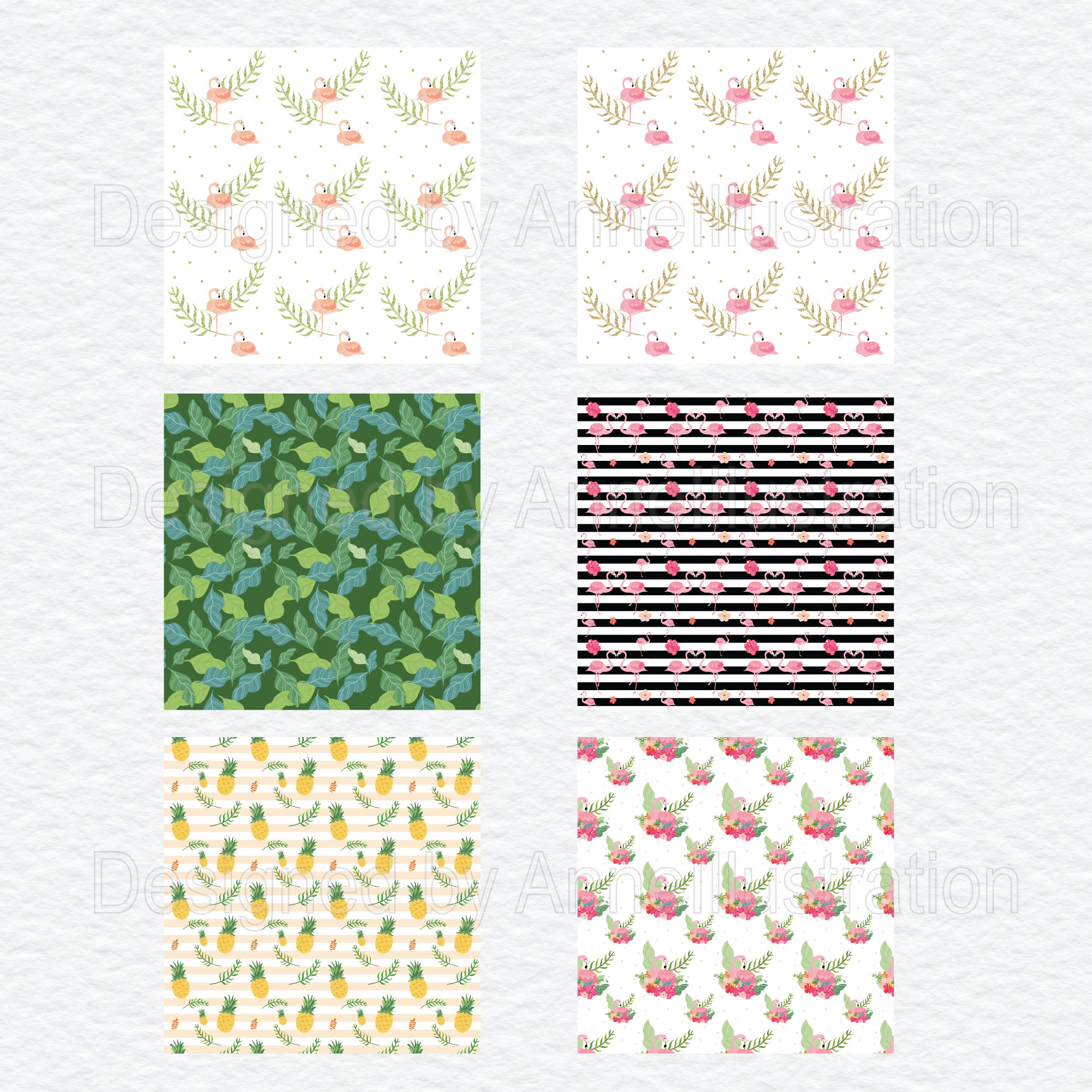 Flamingo Digital Paper(seamless),tropical,gold Glitter,hibiscus ...