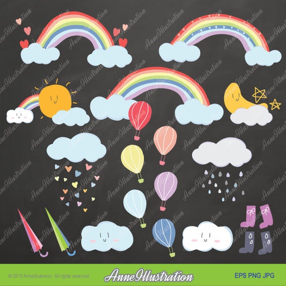 Rainbow Digital Clipartweather Clipartvectorinstant - Etsy Australia
