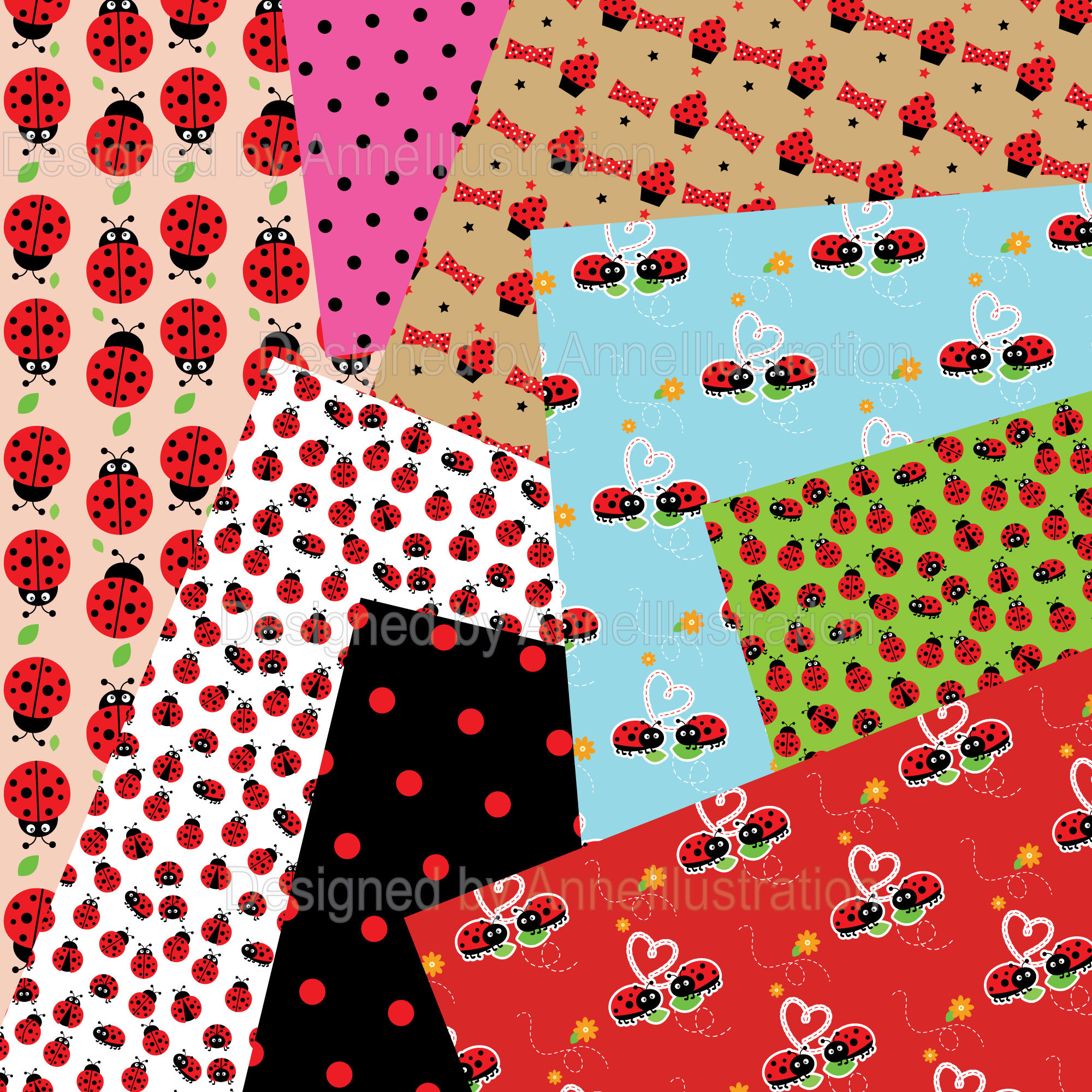 Ladybugs Clipart,ladybugs Digital Paper,insect Clipart,cute,ladybird ...