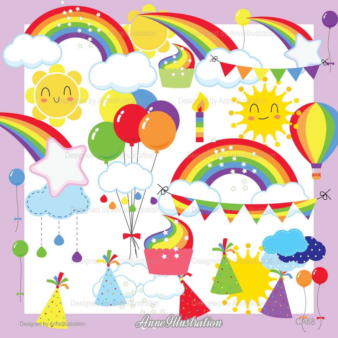 Rainbow Clipart,party Clipart,birthday Clipart,cloud Clipart,air ...
