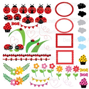 Ladybugs Clipart,ladybugs Digital Paper,insect Clipart,cute,ladybird ...
