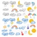 Watercolor Weather Clipart,clouds,moon,sun,thermometer,rain,rainbow ...