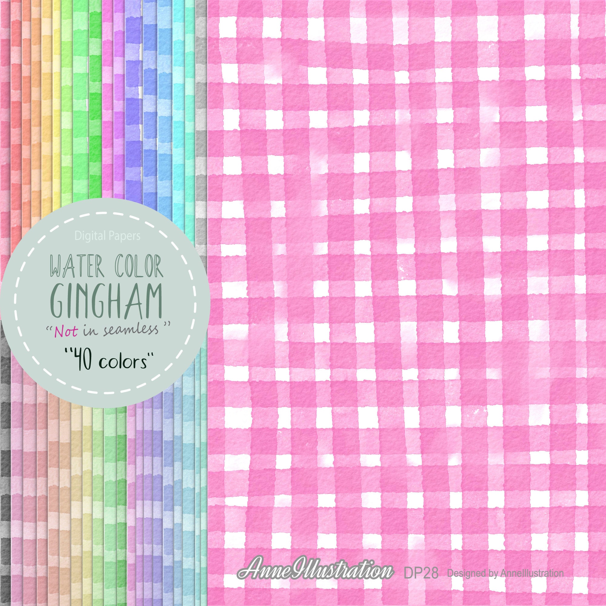 Watercolor Ginghamnot in Seamlessdigital Papercheck - Etsy Australia