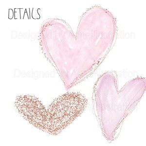 Watercolor Hearts Clipart,rose Gold,love Clipart,glitter,valentines Day ...